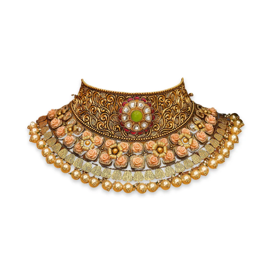 Antique Traditional Choker With Motif 22KT GOLD - Chhaganlal Dayaljee ...